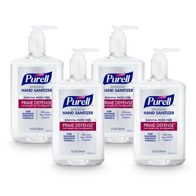 PURELL Prime Defense Hand Sanitizer 12 fl oz Pack of 4 Maximum Strength ...