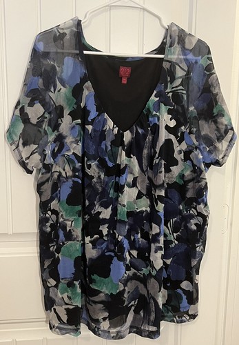 212 COLLECTION CHIFFON-STYLE Plus Size Blouse LINED Lightweight Black ...