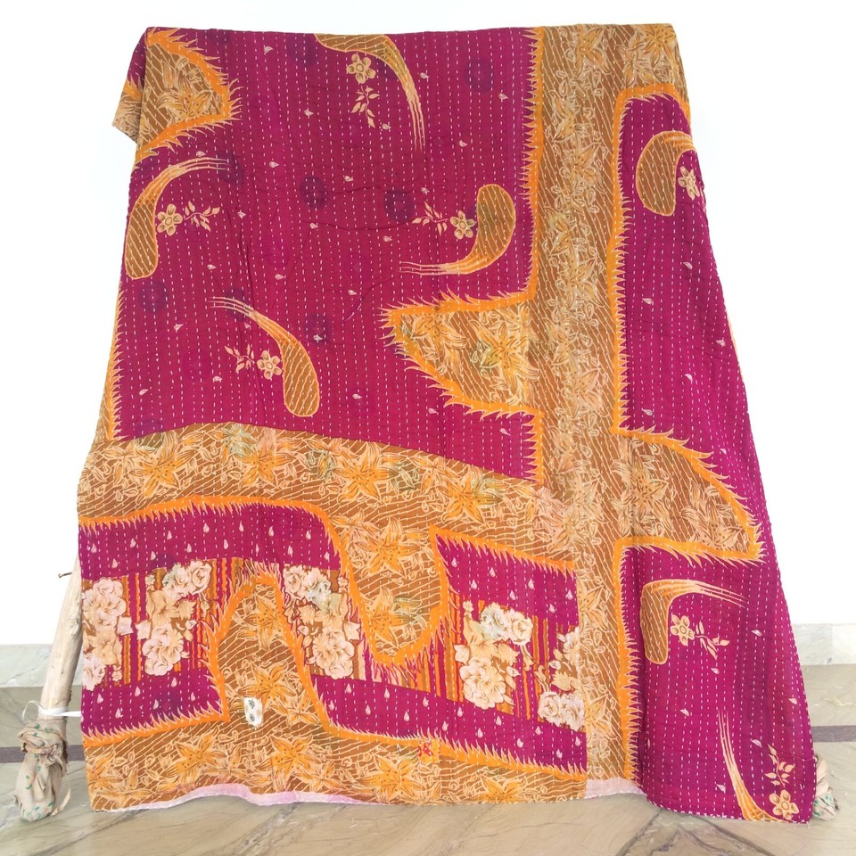 Vintage Kantha Throw Quilt Handmade Indian Ralli Gudri Blanket ...