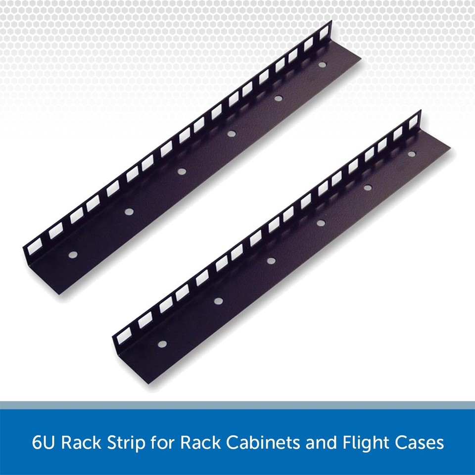 2 x 6U 19 Inch Rack Strip Rails for Rack Cabinets & Flight Cases Pair ...
