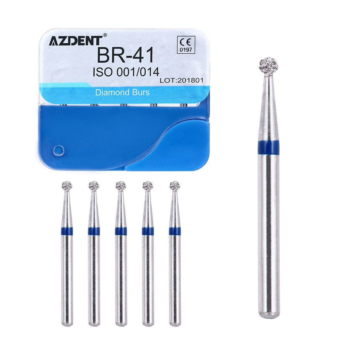 100Pcs AZDENT Dental Diamond Burs High Speed Handpiece Friction Grip 20 ...