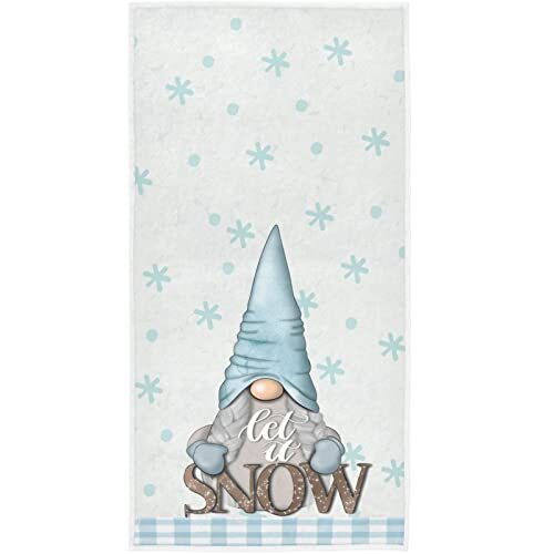 Winter Gnomes Let it Snow Hand Towels for Bathroom Christmas Elf Blue ...
