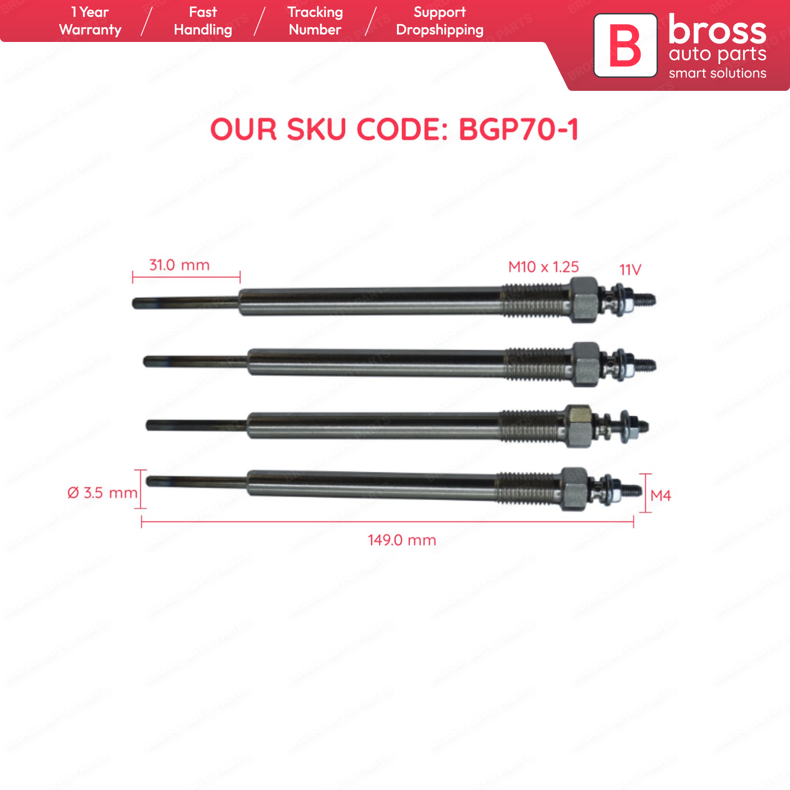 BGP70 1 4 Pieces Heater Glow Plug 11 Volt 367104A000 for Kia Hyundai 2. ...