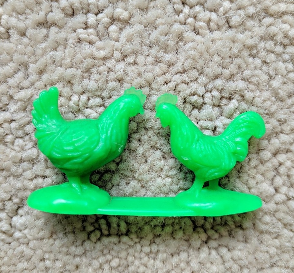 Marx (recast)~Farm Chickens~Green Plastic Figures | eBay