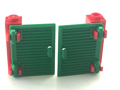 *NEW* 8 Pieces Lego RED BRICK 1x1x3 with 8 Pieces GREEN SHUTTERS 1x2x3 ...
