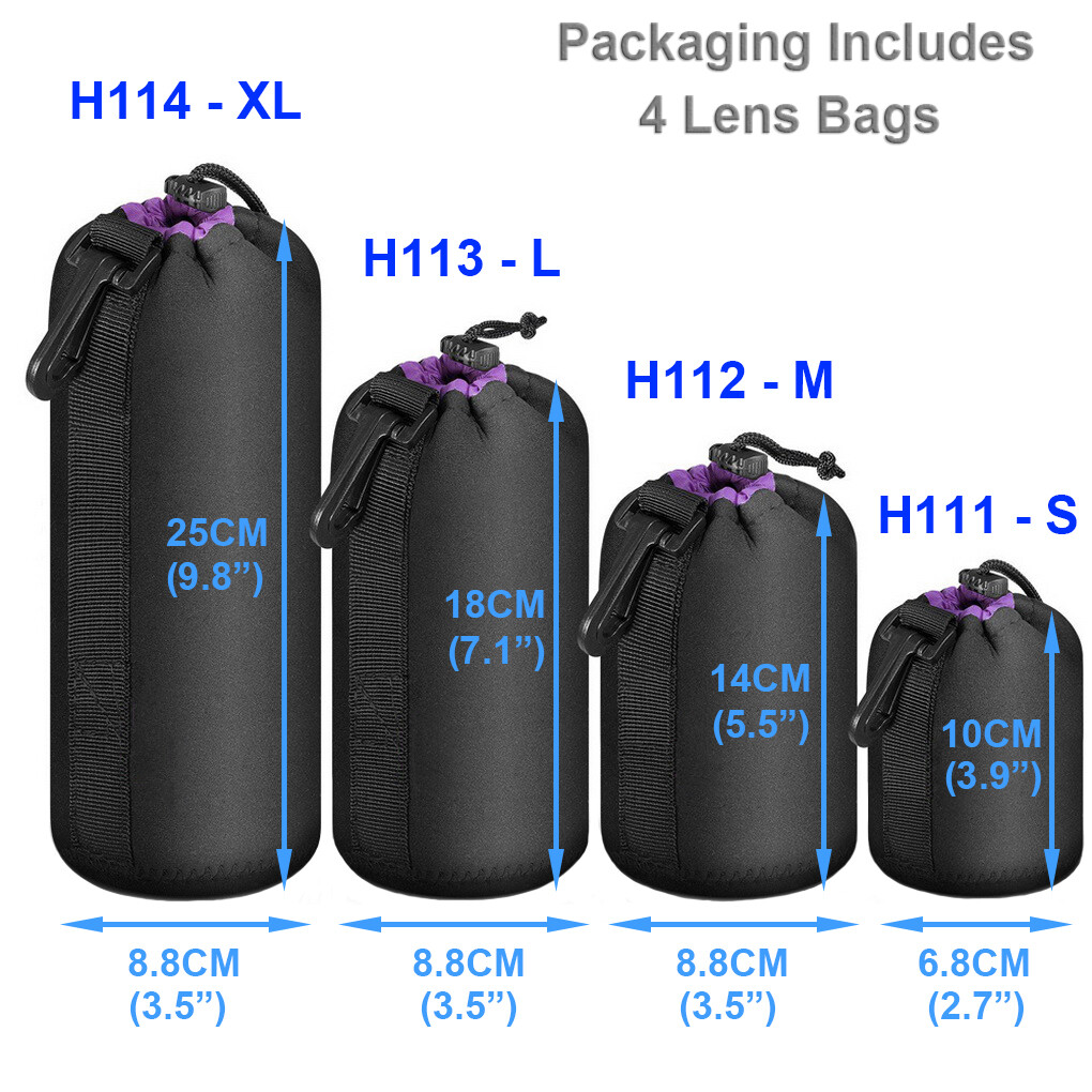Waterproof DSLR Soft Camera Lens Pouch Protector Cover Bag Case Set S M ...