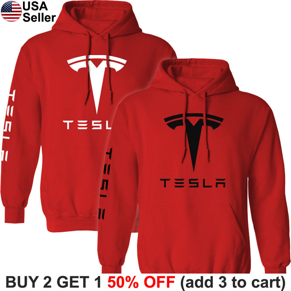 Tesla Hooded Sweat Shirt Logo Model S 3 X Y Motor Elon Musk Hoodie ...