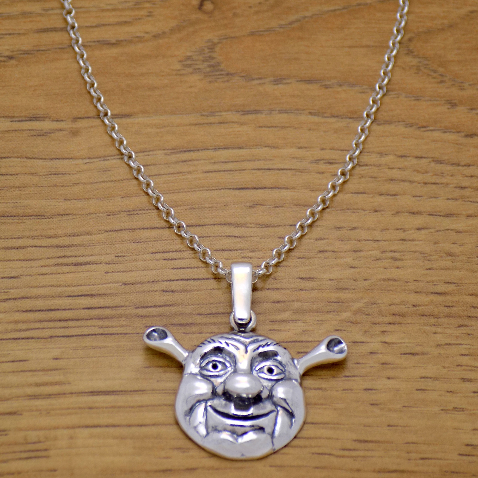 Marvelous Solid 925 Sterling Silver Awesome Funny Design Shrek Necklace ...