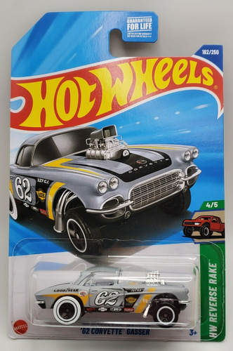 2025 Hot Wheels Gray 62 Coprvette Gasser HW Reverse Rake #182 | eBay