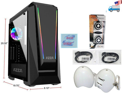 NEW AZZA Chroma 410A Steel/Tempered Glass ATX MidTower Case + Headphone ...