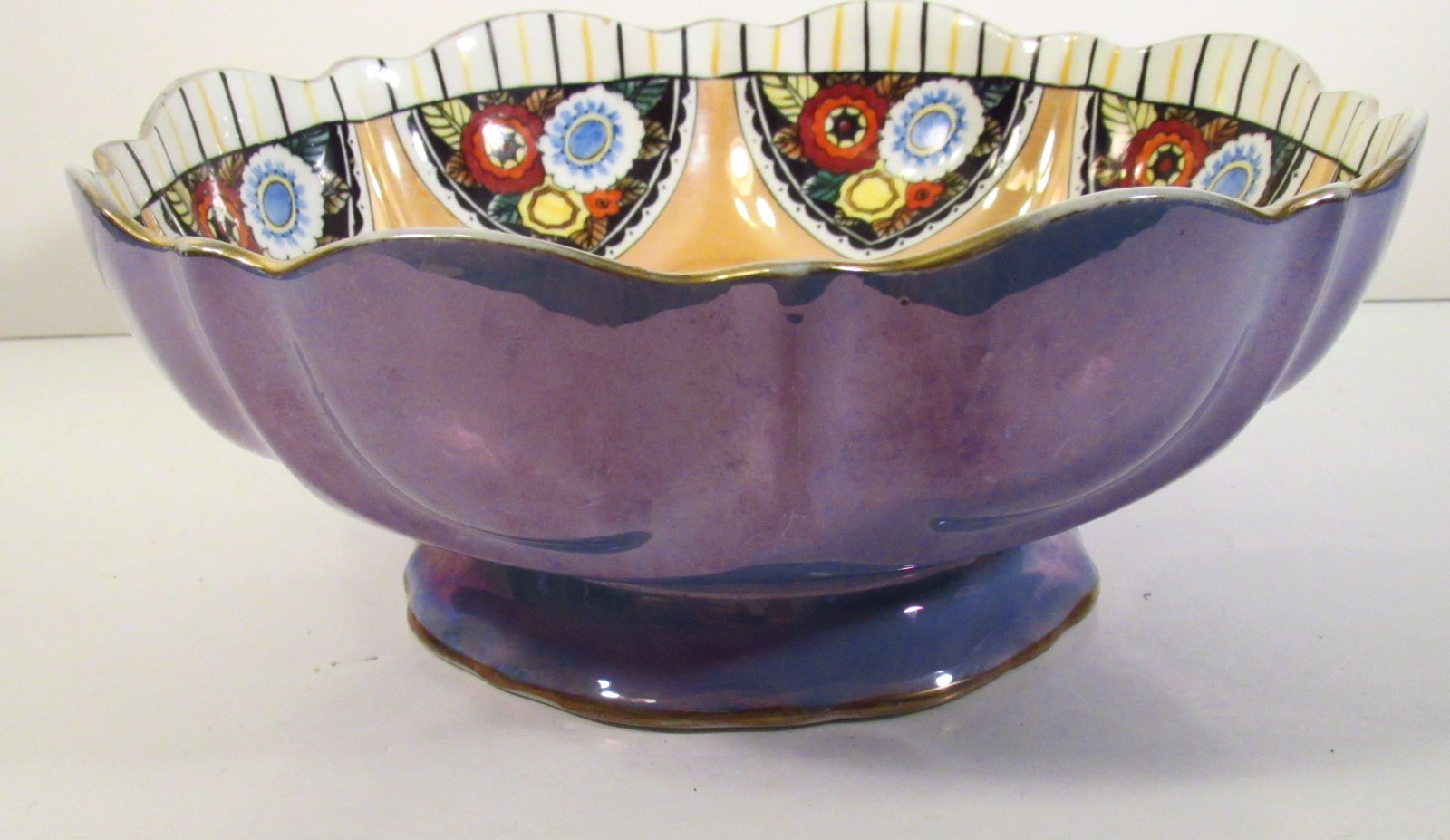 NIPPON TOKI KASHA FOOTED PORCELAIN BOWL - LUSTERWARE -CHERRY BLOSSOM ...