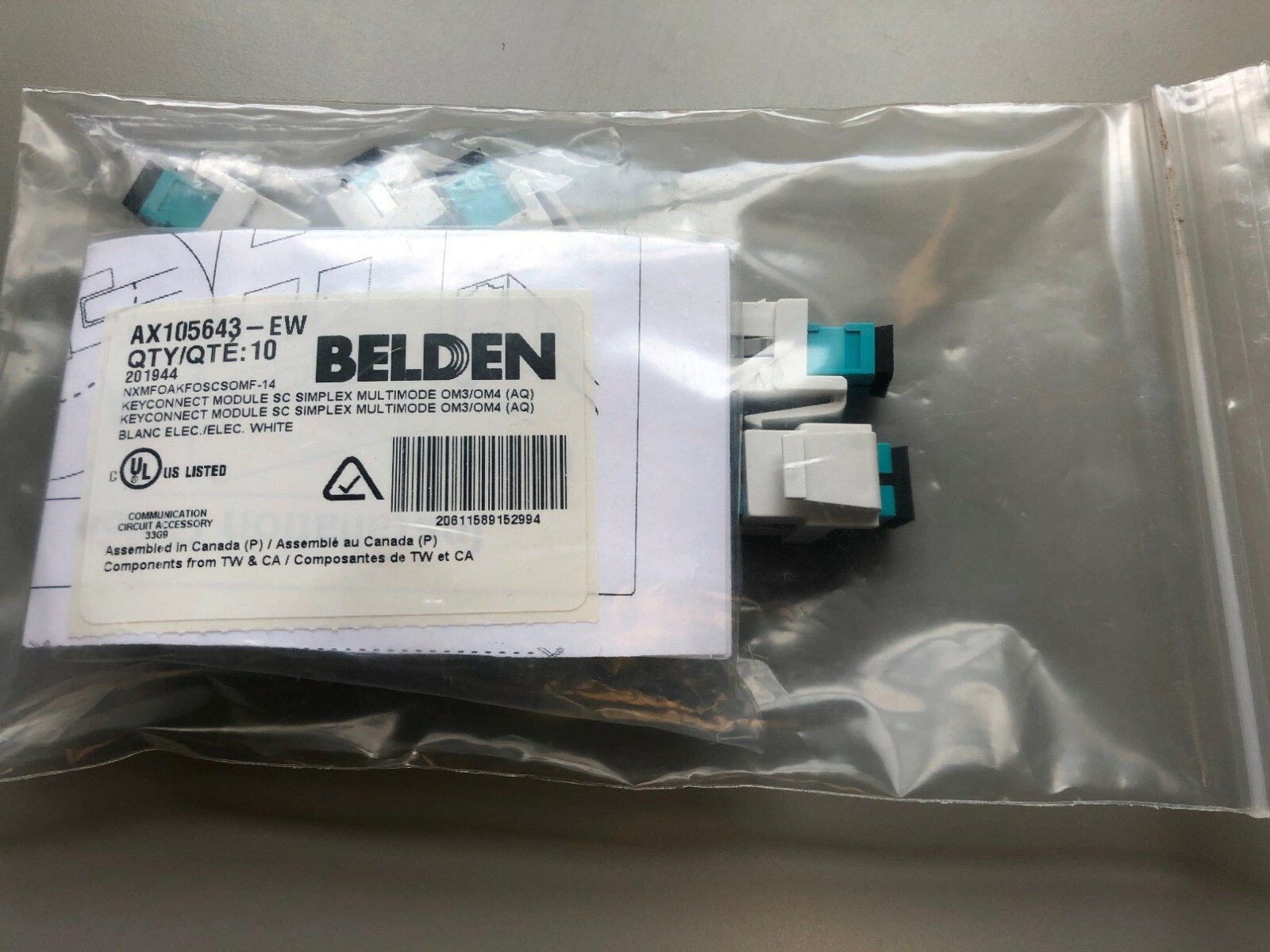 Belden AX105643-EW KEYCONNECT SC SIMPLEX Fiber MODULES SC Bulkhead ...