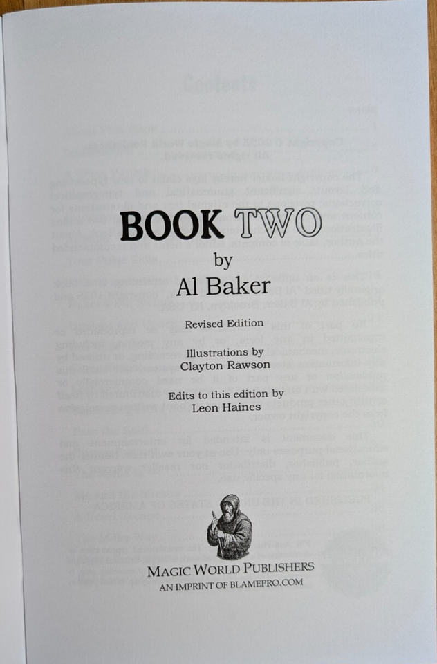 Book Two by Al Baker (More strong effects from this master magician) | eBay
