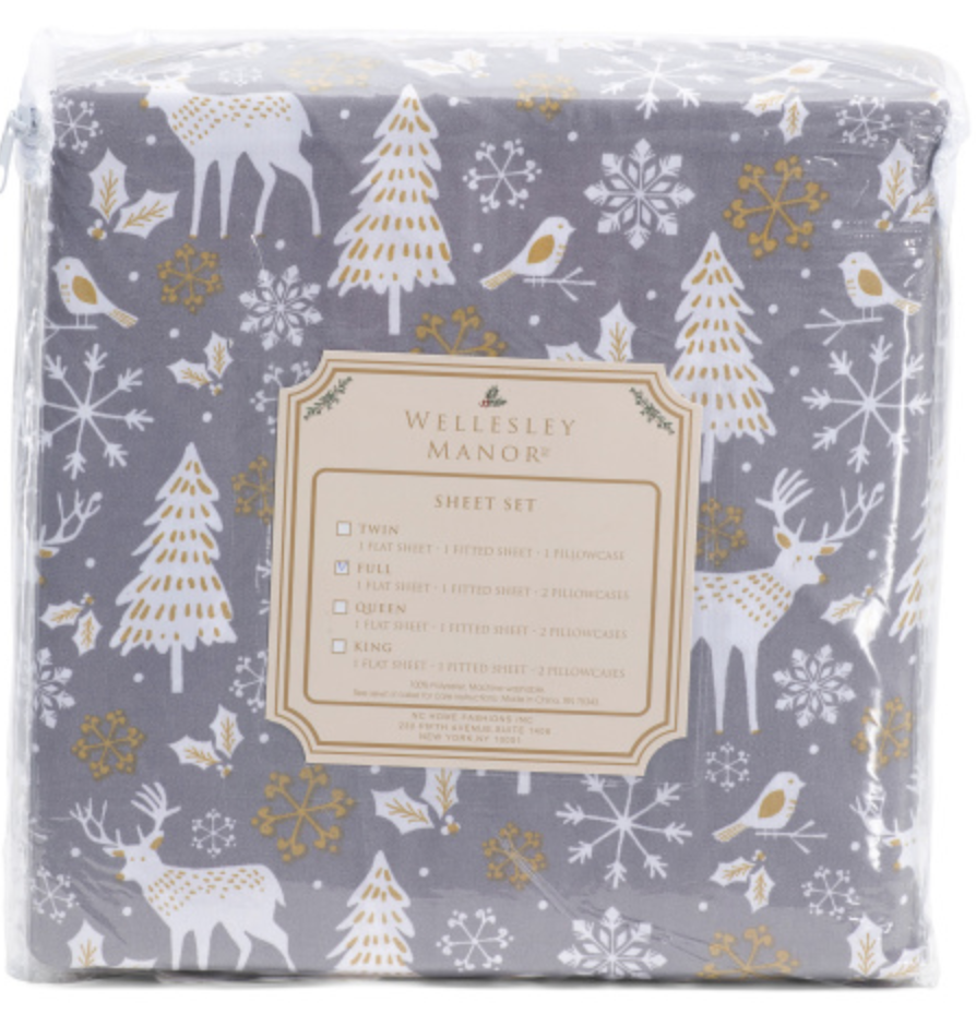 4-pc Queen Sheet Set - Merry Christmas Trees Holidays Reindeer ...