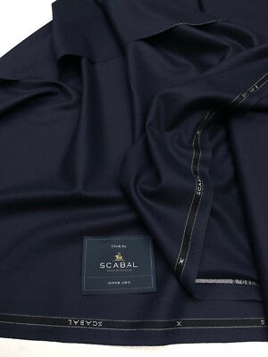 NAVY Blue Suiting Fabric Super 150s Wool SCABAL Luxury Merino British ...
