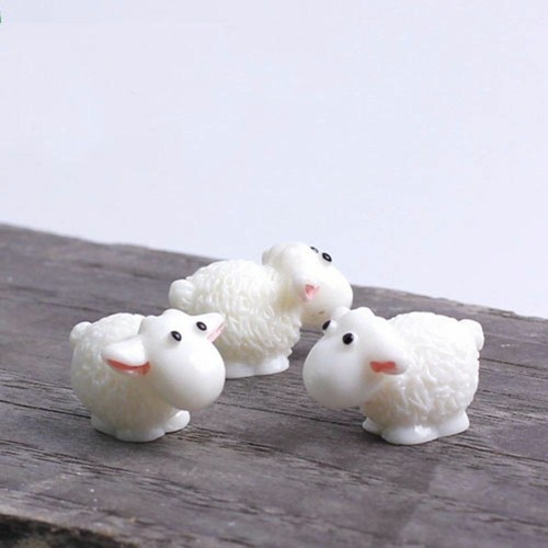 5Pcs Mini Cute Sheep Animals Home Micro Fairy Garden Figurines ...
