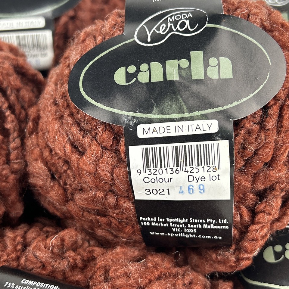 Moda Vera Carla Italy Virgin Wool Acrylic Rust Brown Boucle 12 X 50g ...