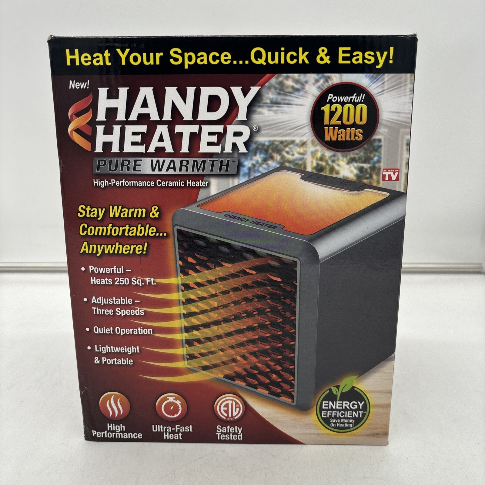 Handy Heater Pure Warmth 1200W Portable Ceramic Space Heater - Grey for ...