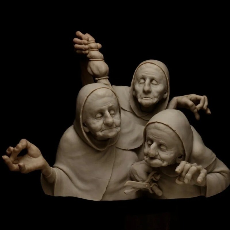 1/12 Resin Bust Figure Model Kit Three Grannies Miniature Unassembled ...