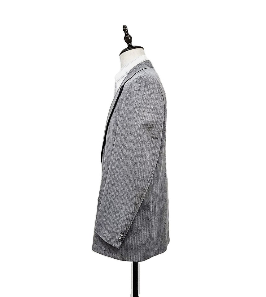 Vintage 60s 70s Gray Striped Herringbone 2pc Suit Mens 44 R Preppy ...