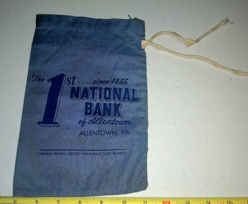 Vtg First National Bank of Allentown PA Advertising Drawstring Coin ...
