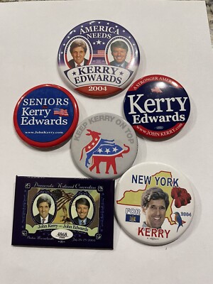 2004 JOHN KERRY & JOHN EDWARDS PRESIDENTIAL CAMPAIGN BUTTONS - GROUP A ...