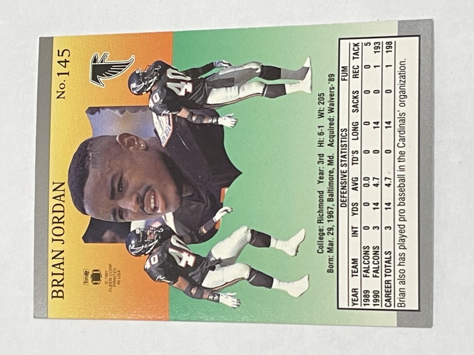 1991 Ultra Football #145 - Brian Jordan - Atlanta Falcons | eBay