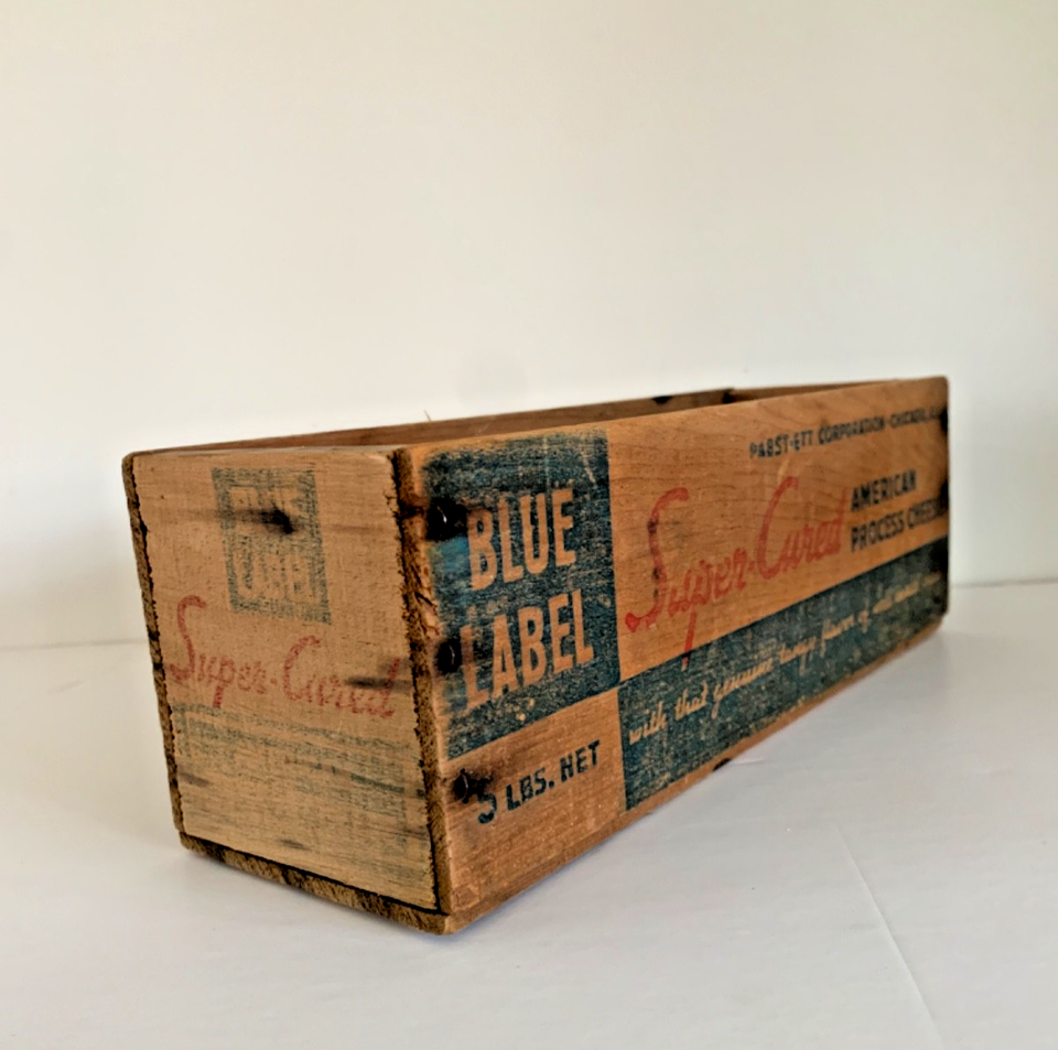 Vintage Blue Label Cheese Box Super Cured American Pabst-Ett Chicago IL ...