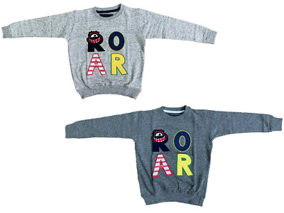 BOYS SWEATSHIRT DINOSAUR THEME "ROAR" EX UK STORE COTTON JUMPER TOPS 2 ...