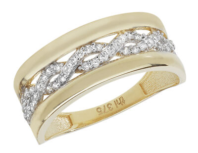 Ring 9ct Carat Yellow Gold Ladies with Cubic Zirconia/CZ | eBay UK