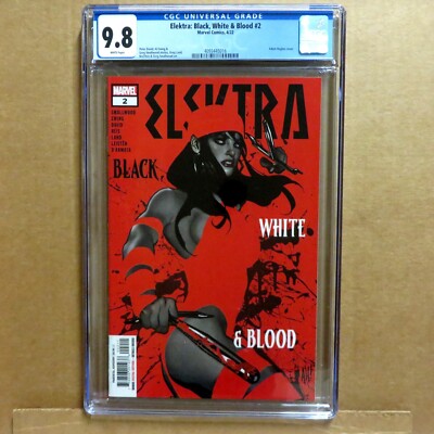 ELEKTRA BLACK WHITE BLOOD #2 ADAM HUGHES VARIANT CGC Graded 9.8 Marvel ...