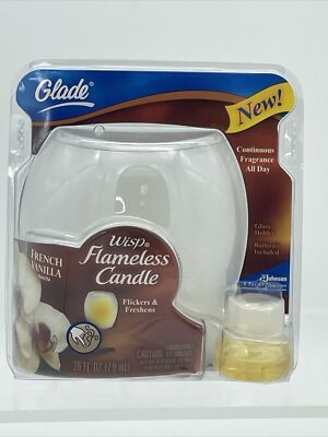 Glade Wisp Flameless Candle FRENCH VANILLA Air Freshener Holder Refill ...