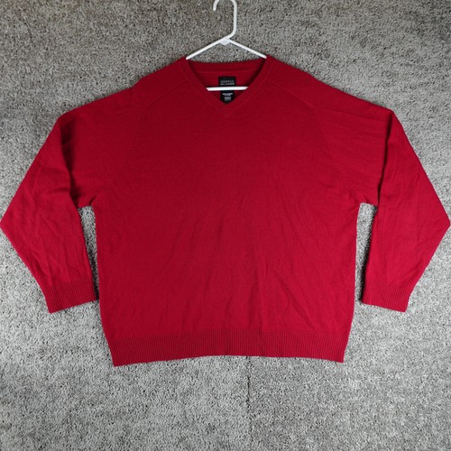 George Sweater Adult Extra Large Red 100% Cashmere Golf Dad Casual Mens ...