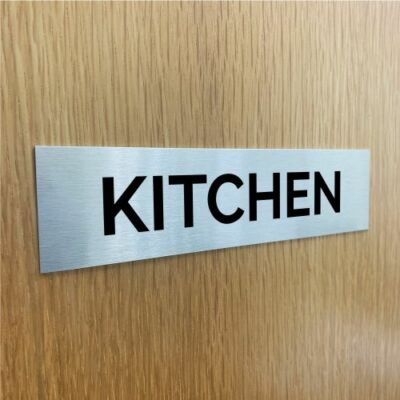 Kitchen Door Sign Silver Aluminium 203 x 51mm Self Adhesive Office ...