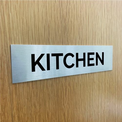 Kitchen Door Sign Silver Aluminium 203 x 51mm Self Adhesive Office ...