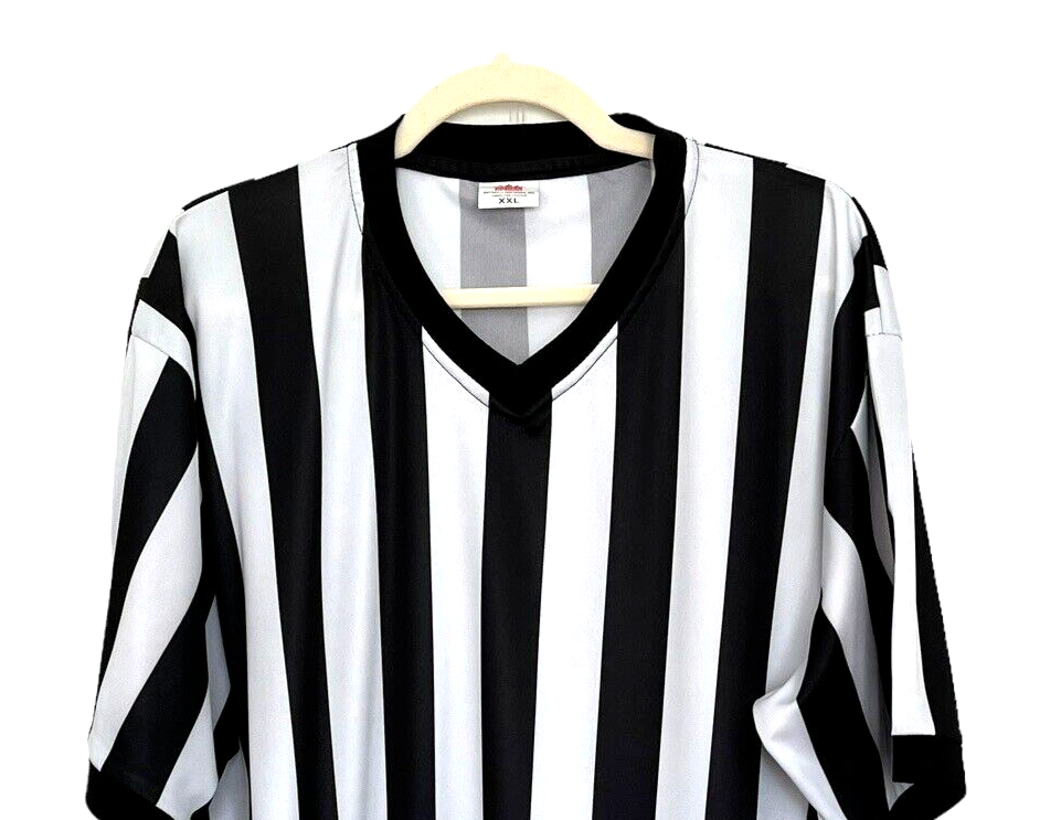 Crown Referee Shirt Sz XXL Black White Soccer Sports V-neck Short ...