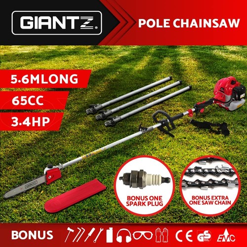 Giantz 65CC Pole Chainsaw Petrol Saw Chain Tree Pruner Extended Bonus ...