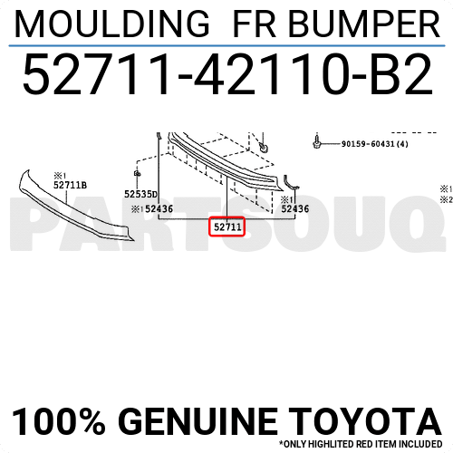 5271142110B2 Genuine Toyota MOULDING FR BUMPER 52711-42110-B2 | eBay