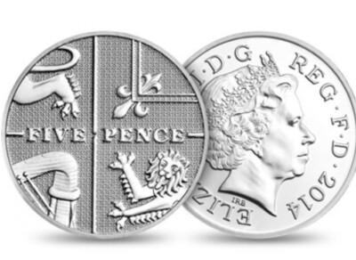 ENGLISH DECIMAL FIVE PENCE 5p COIN 2014 PERFECT PRISTINE CONDITION | eBay