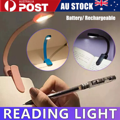 Mini LED Book Night Light 3 Brightness Clip-On Reading Lamp USB ...