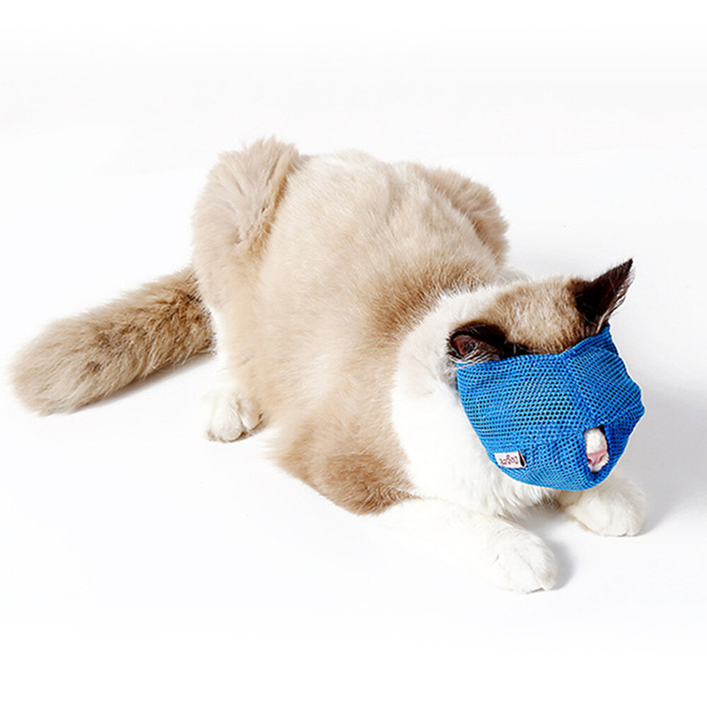 Breathable Cat Muzzle Pet Anti Bite Grooming Bath Mouth Mask Cover ...