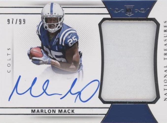 2017 Panini National Treasures - Rookie Patch Autograph Marlon Mack ...