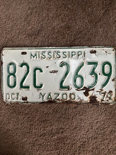 1971 Mississippi License Plate - 82c 2639 - Rustic | eBay