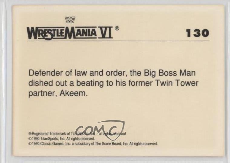 1990 Classic WWF The History of Wrestlemania Akeem Big Boss Man #130 ...