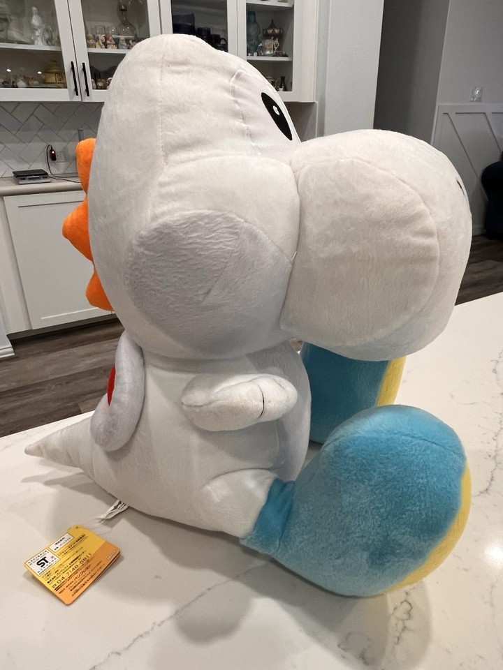 Super Mario Bros. 16" Sitting White Yoshi Stuffed Pastel Plush Japanese ...