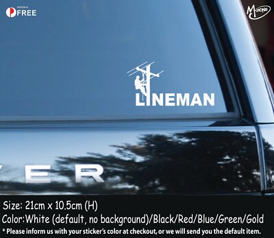 Lineman Electrical Pole Sticker Decal-Reflective/Metallic Color Car ...