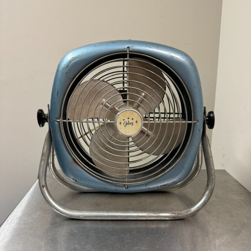 Vtg GALAXY Metal Box Fan MCM Mid Century Design 11" Diameter TESTED ...