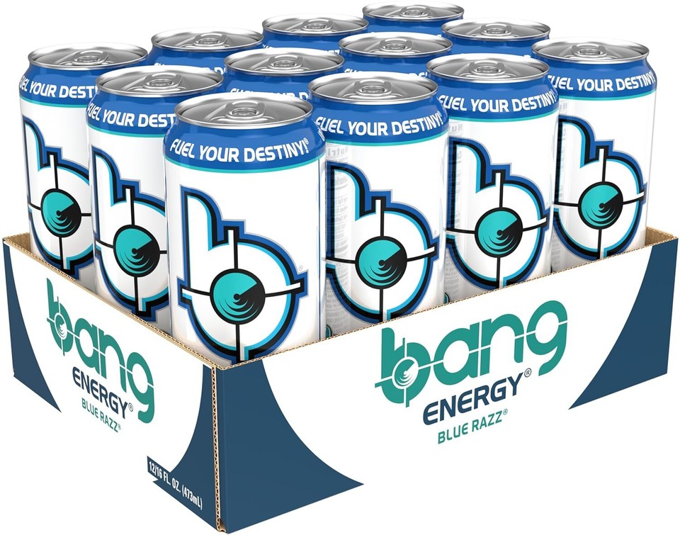 Bang Energy Blue Razz, Sugar-Free Energy Drink, 16-Ounce (Pack of 12 ...
