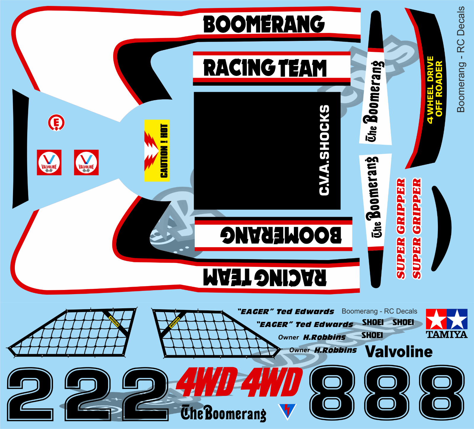 Vintage Boomerang Decals / Stickers choice of colour - Tamiya ...