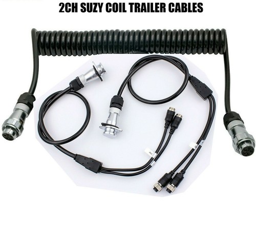 2Ch Heavy Duty Spring Trailer Cable Suzy Coil Cables for Reverse Camera ...